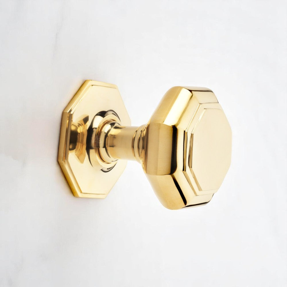 110mm Polished Brass Octagonal Centre Door Knob | AB Hardware – ABHardware