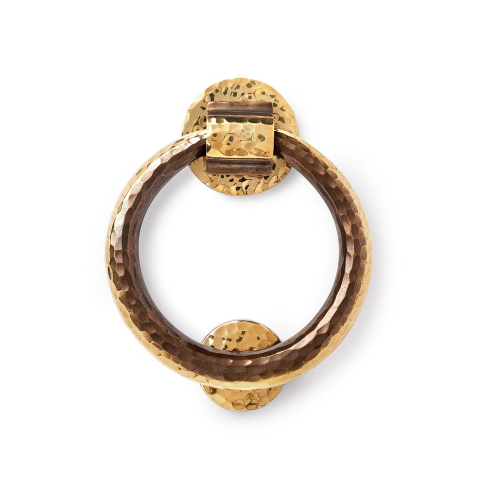 Solid Brass Hammered Ring Door Knocker – Aged Brass Finish – ABHardware