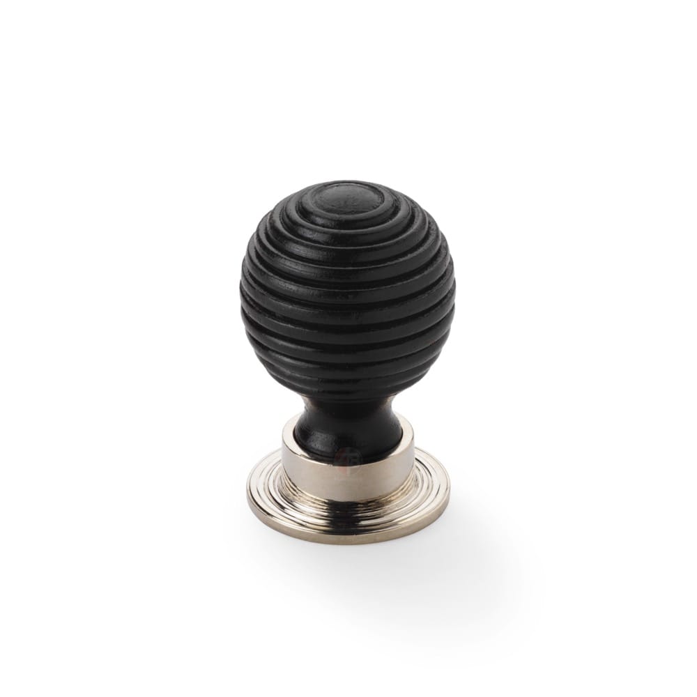 Ebonised Beehive Cupboard Door Knob – Polished Nickel, 38mm – ABHardware