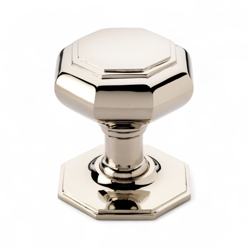 Extra-Large Octagonal Centre Door Knob – Polished Nickel | AB Hardware – ABHardware