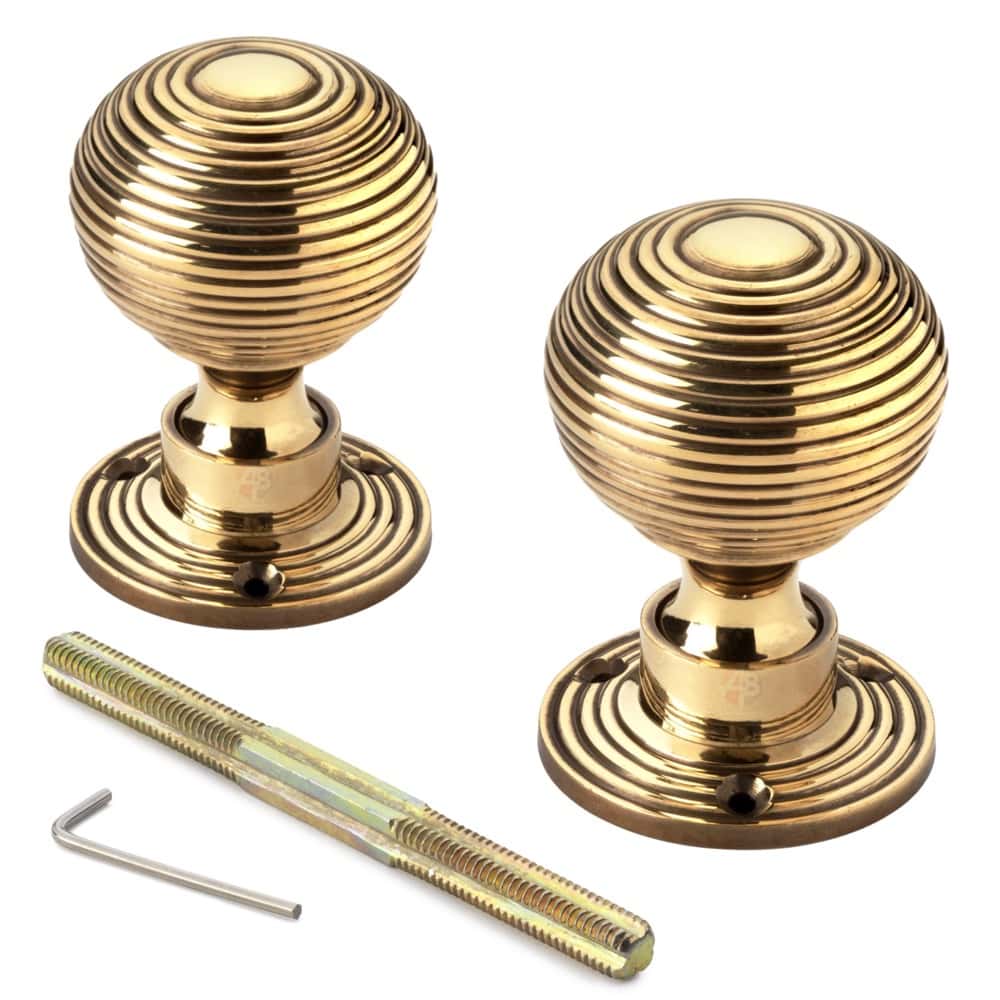 Aged Brass Hollow Beehive Door Knobs - Classic & Durable – ABHardware