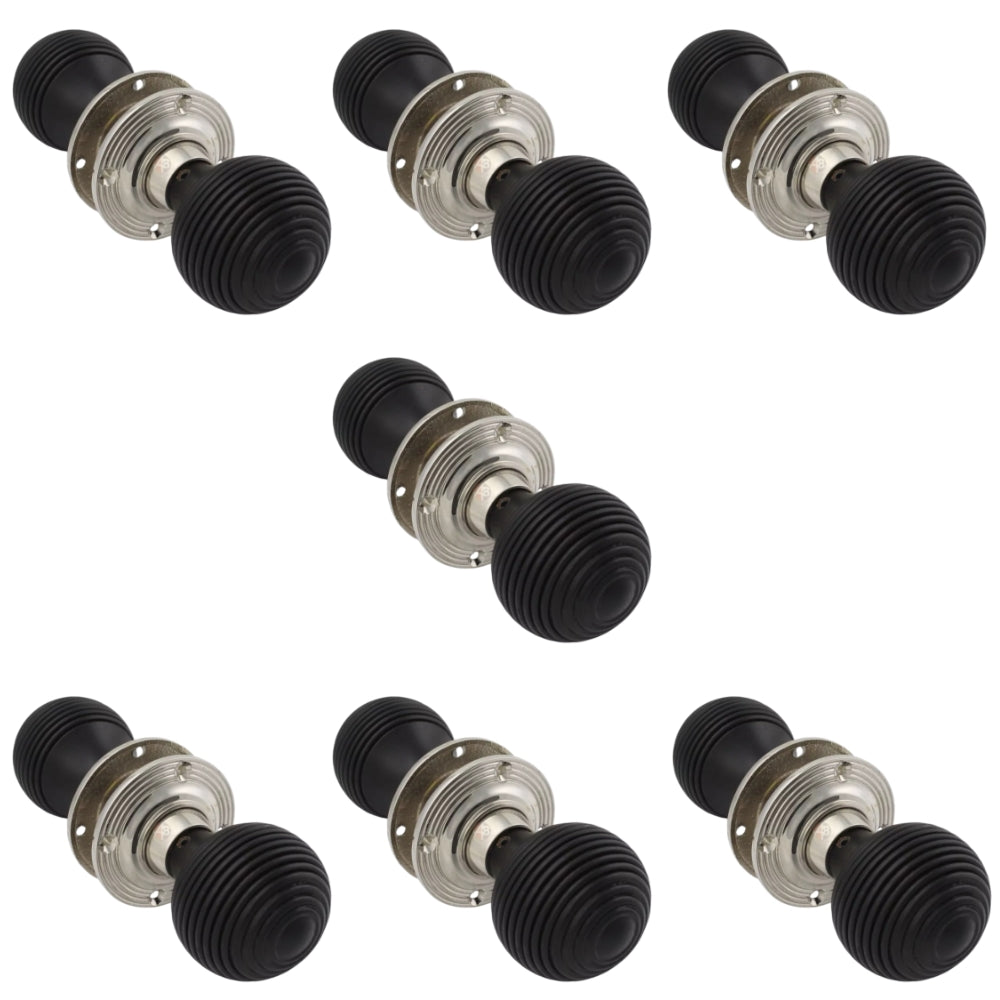 7 Pairs of Ebonised & Polished Nickel Beehive Door Knobs | AB Hardware ...