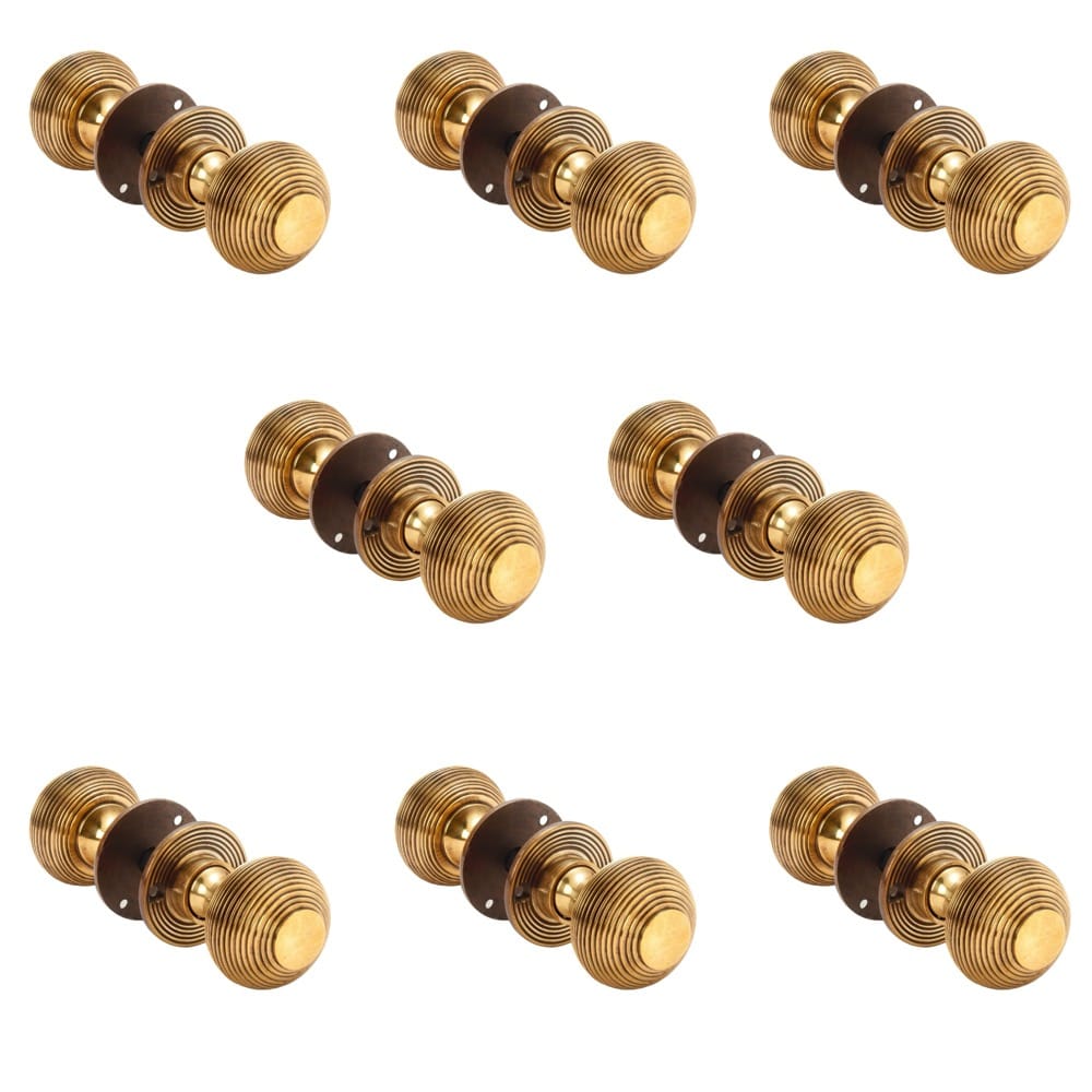 8 Pairs of Aged Brass Beehive Door Knobs - Timeless & Durable – ABHardware