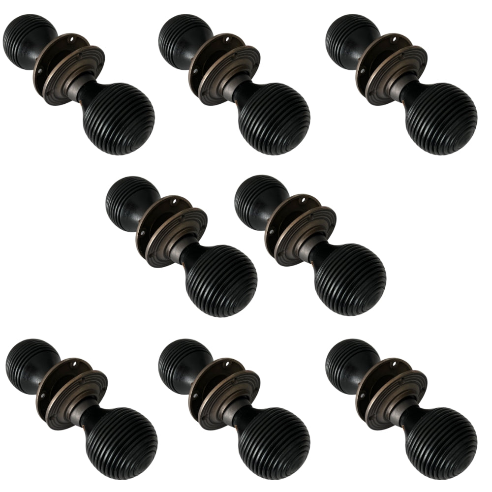 8 Pairs of Ebonised & Matt Antique Beehive Door Knobs | AB Hardware ...