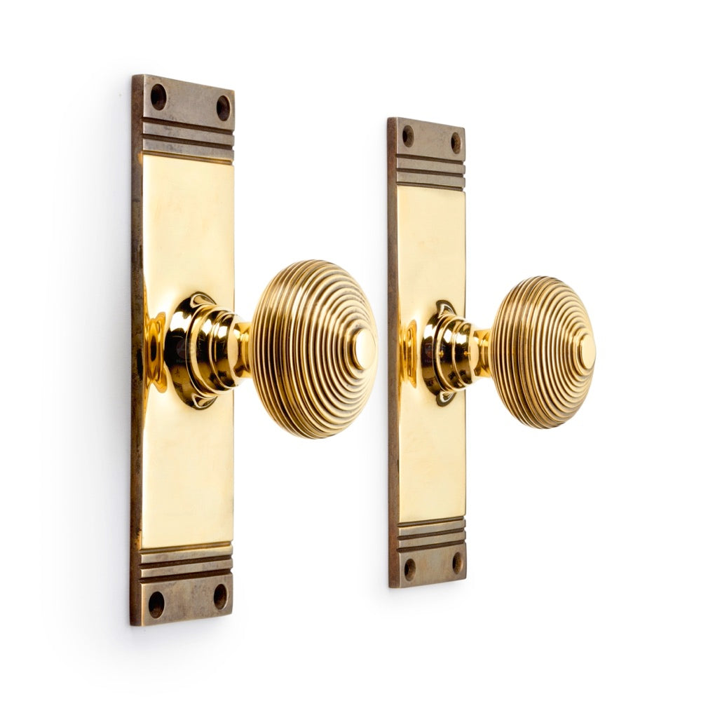 Aged Brass Beehive Door Knobs On Backplate - Classic & Durable – ABHardware