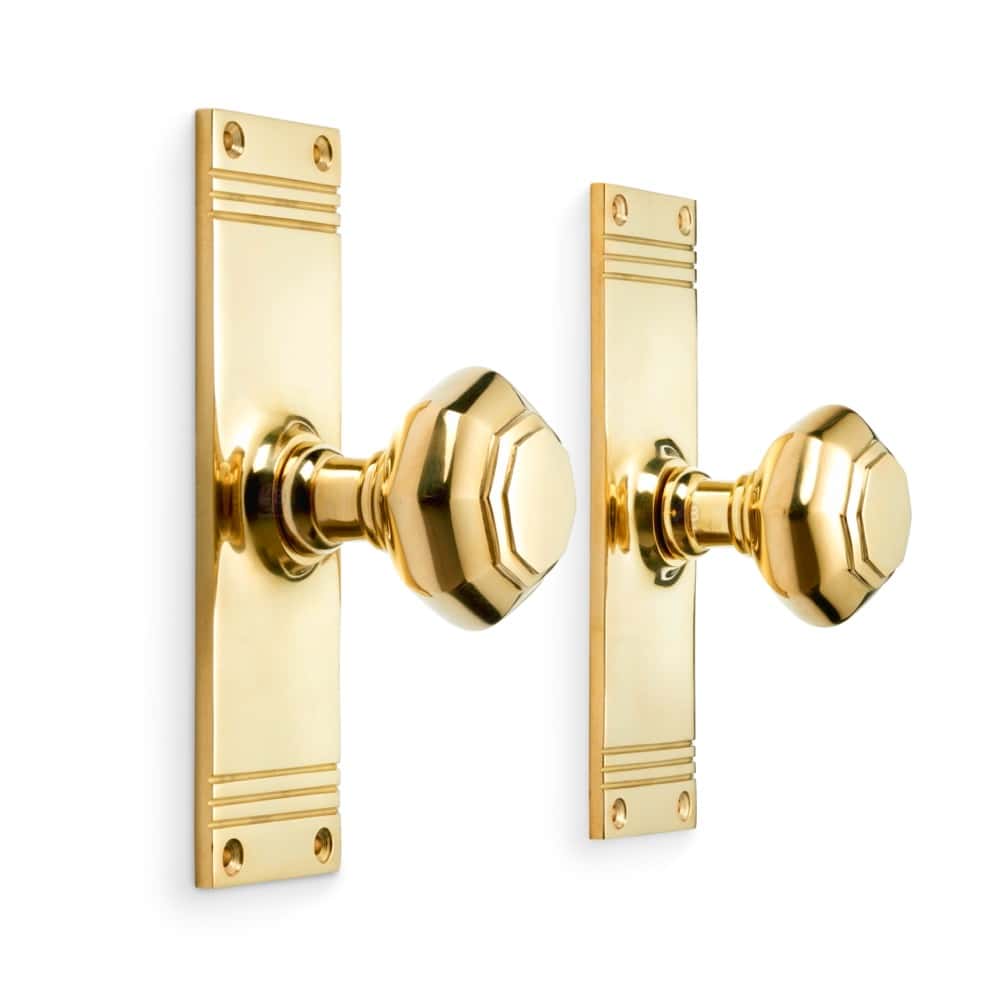Polished Brass Octagonal Door Knobs On Backplate - Elegant & Durable ...