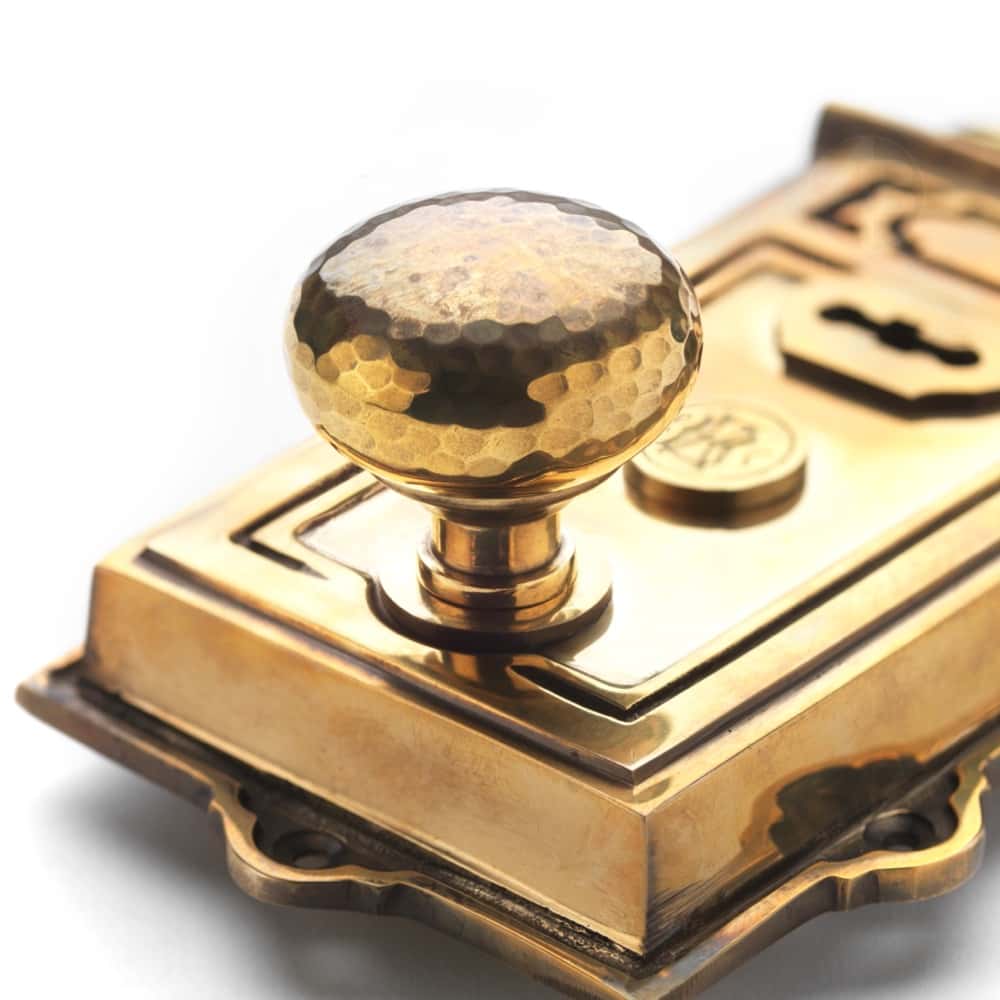 Aged Brass Davenport Rim Lock Aged Brass Hammered Cottage Door Knobs | AB Hardware – ABHardware