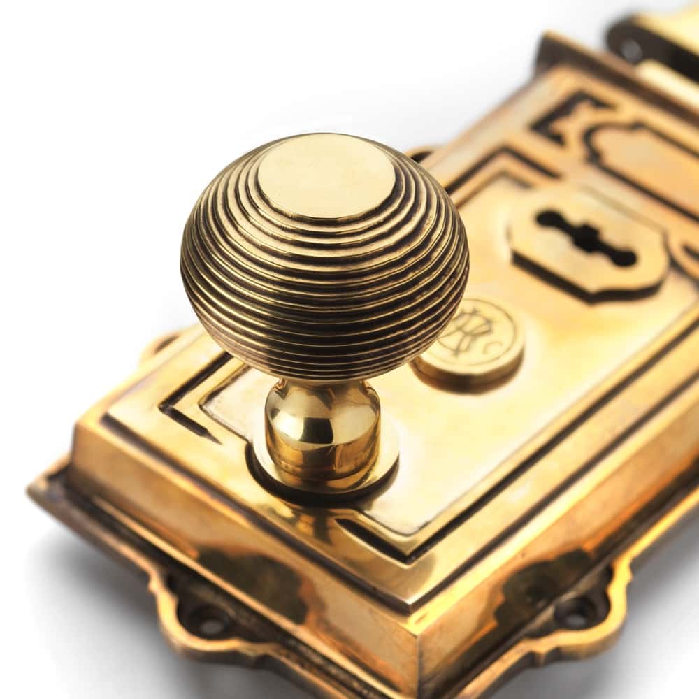 Aged Brass Davenport Rim Lock Solid Aged Brass Beehive Knobs | AB ...
