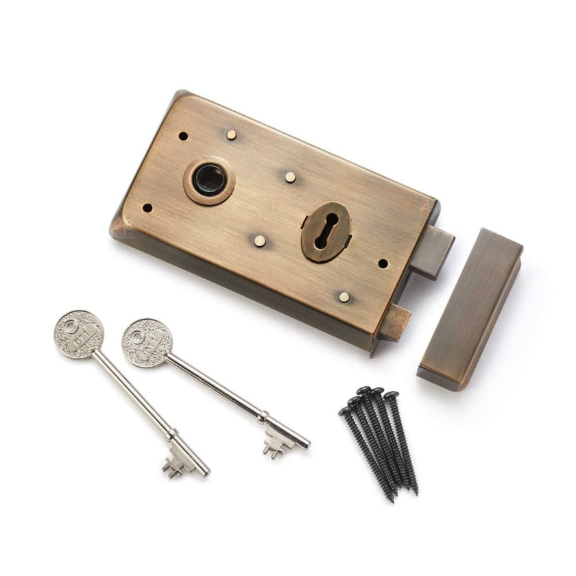 Aged Brass Narrow Rim Lock | AB Hardware – ABHardware