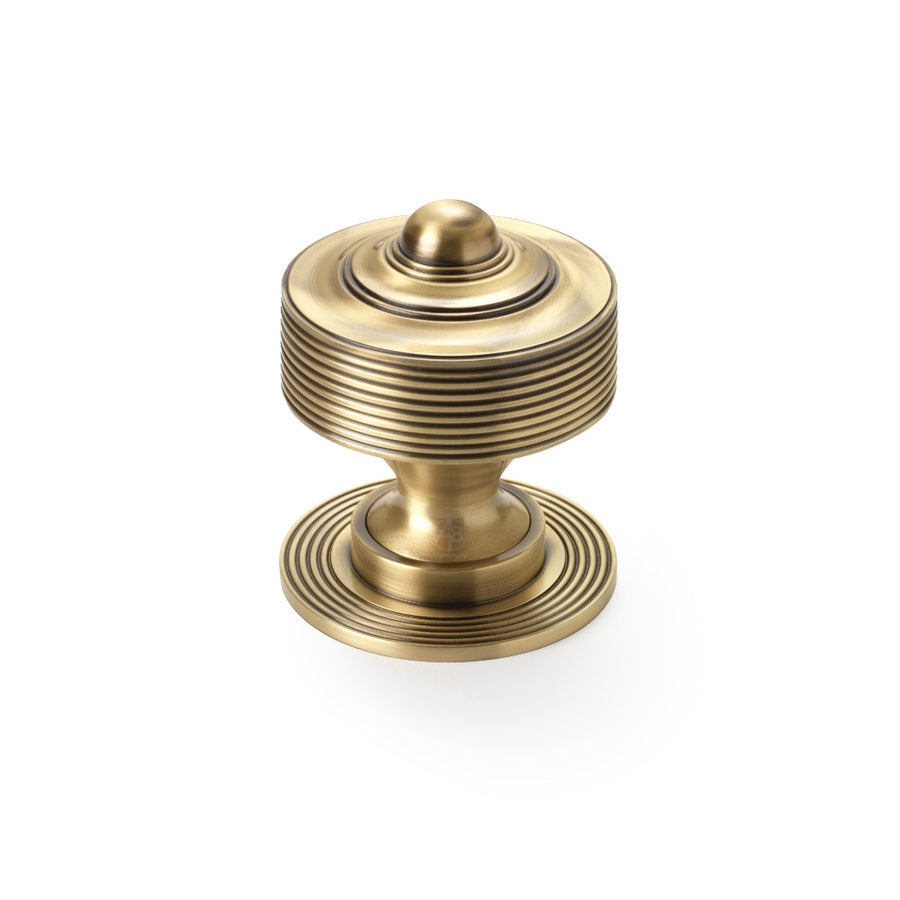 Antique Brass Reeded Centre Door Knob | AB Hardware – ABHardware