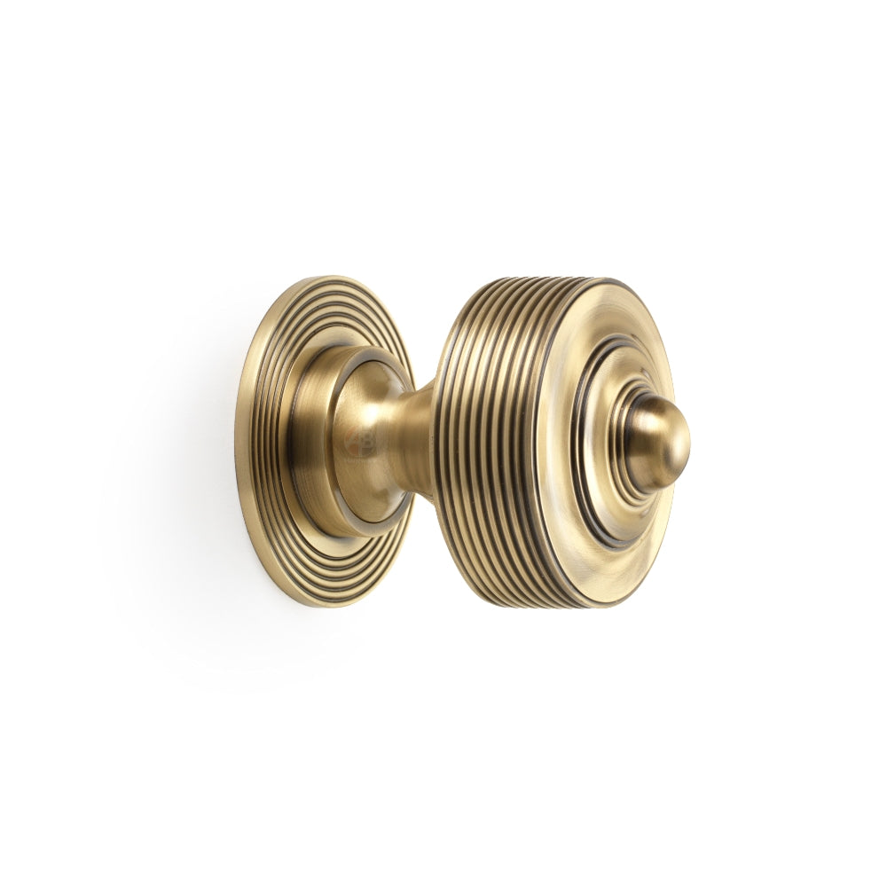 Antique Brass Reeded Centre Door Knob | AB Hardware – ABHardware