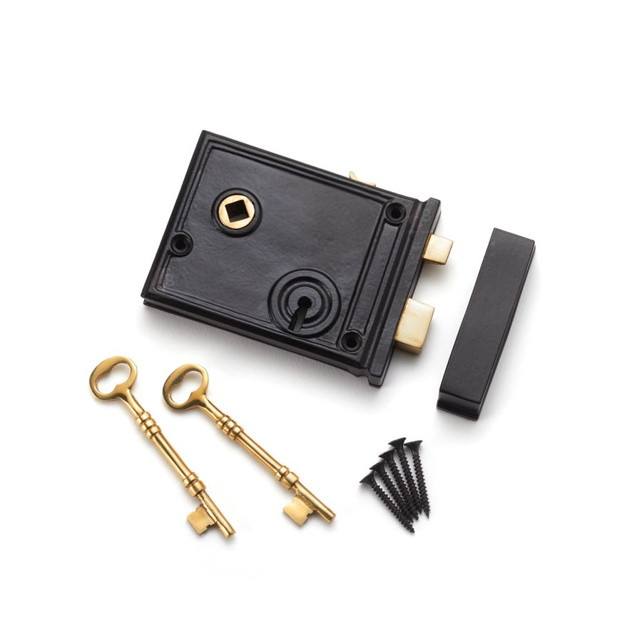 Black Cast Iron Horizontal Rim Lock | AB Hardware – ABHardware