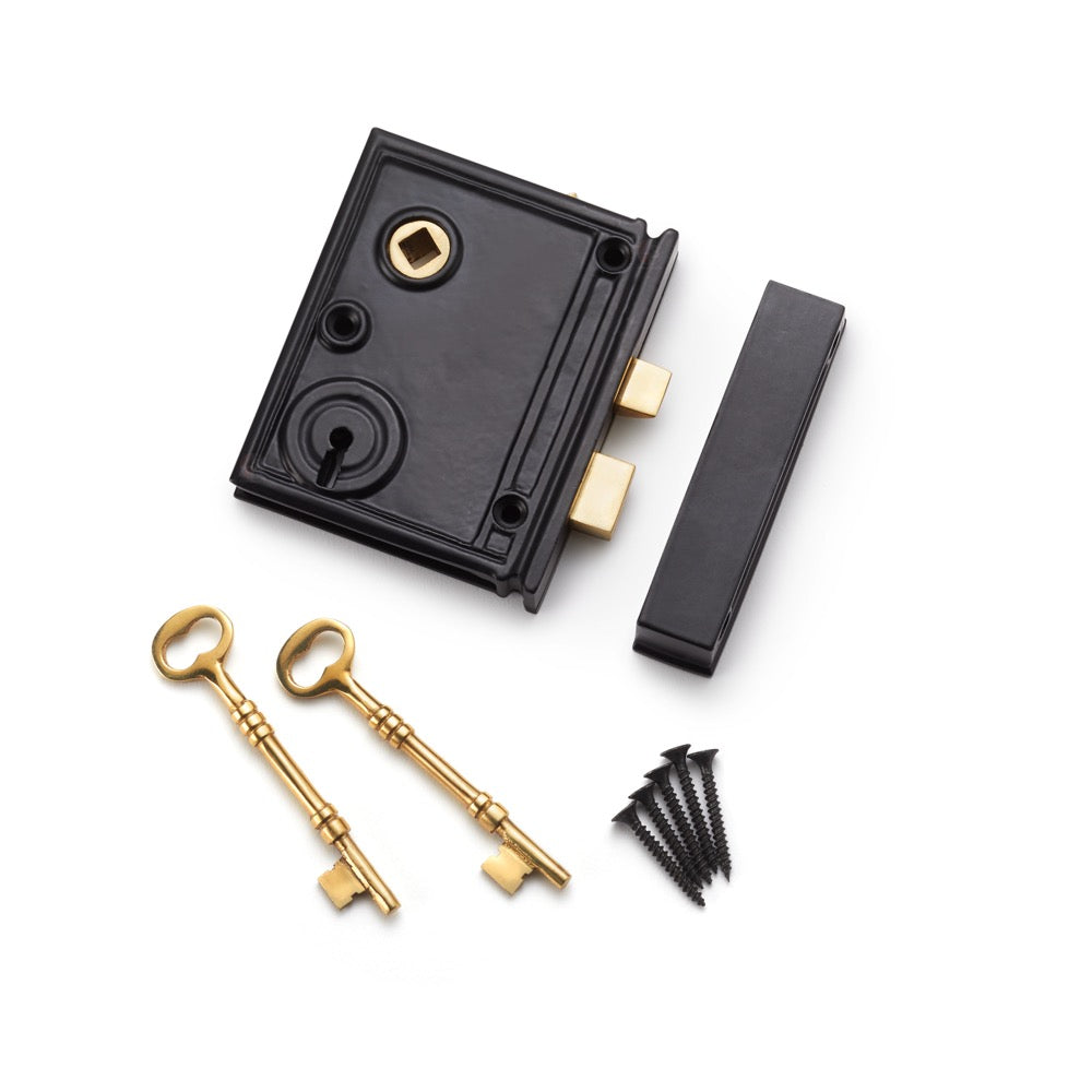 Black Cast Iron Vertical Rim Lock | AB Hardware – ABHardware