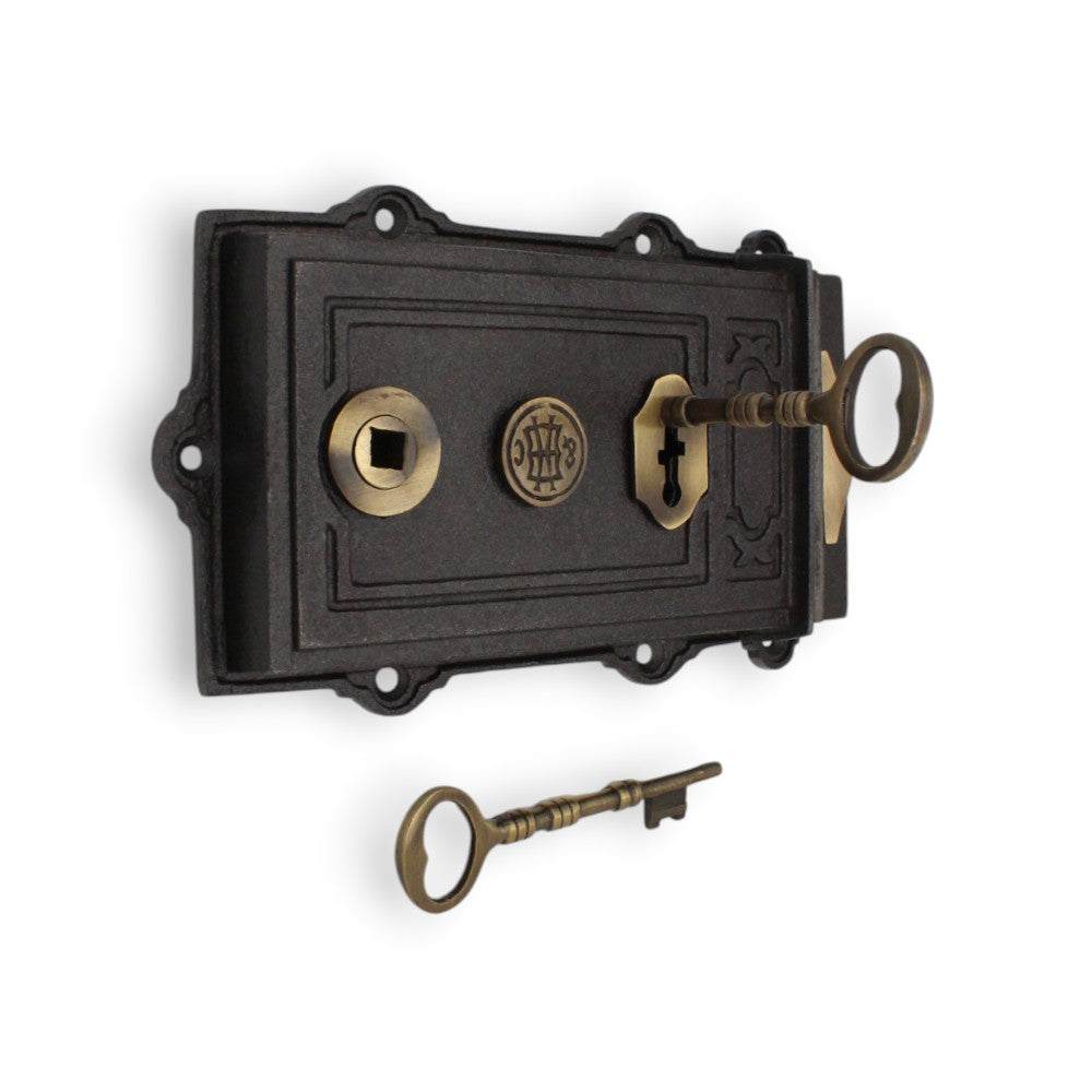 Cast Iron Davenport Rim Lock Antique Brass | AB Hardware – ABHardware