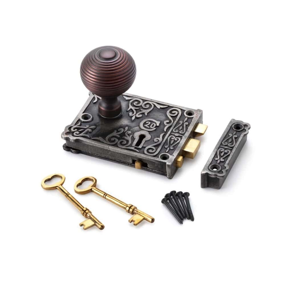 Cast Iron Floral Rim Lock Aged Bronze Beehive Knobs – ABHardware