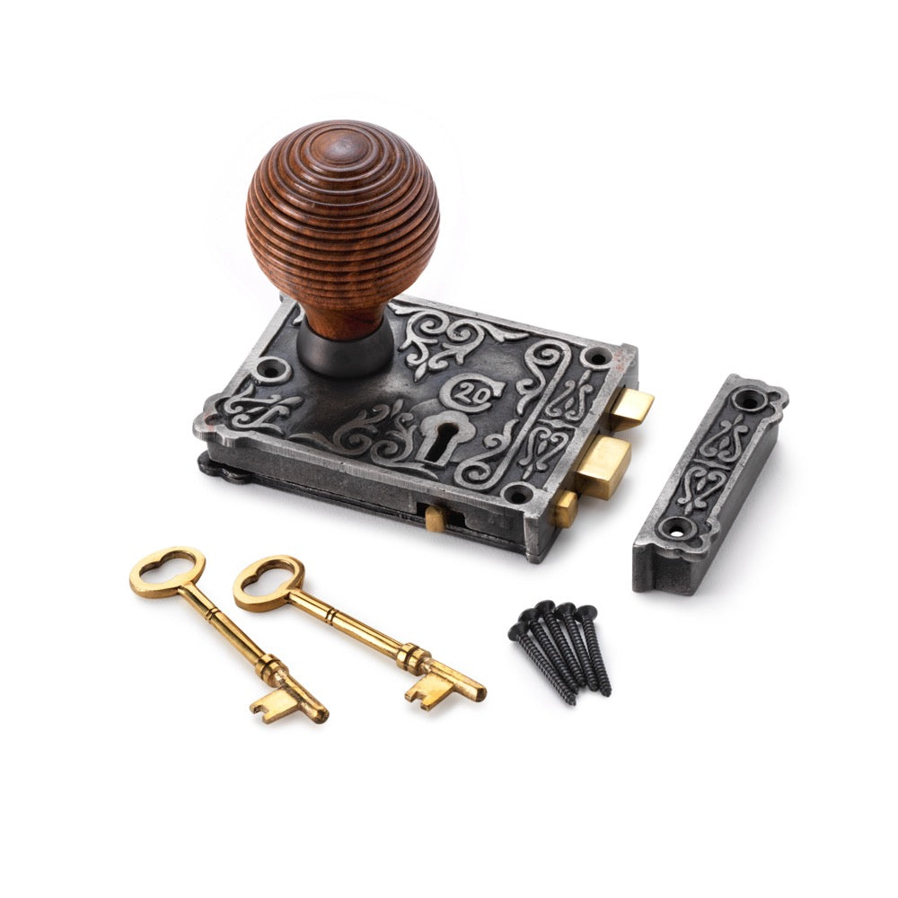 Cast Iron Floral Rim Lock Rosewood Matt Antique Beehive Knobs – ABHardware