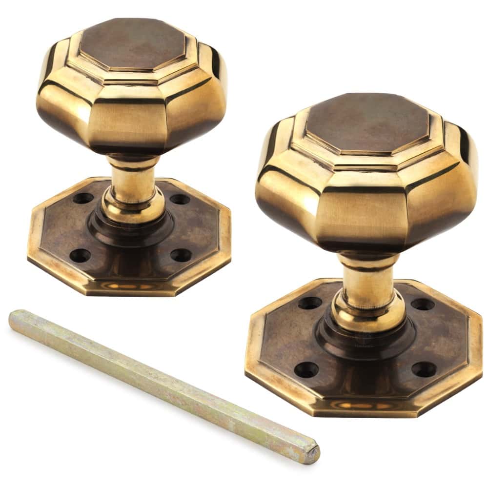 Large Aged Brass Octagonal Door Knobs - Classic & Durable – ABHardware