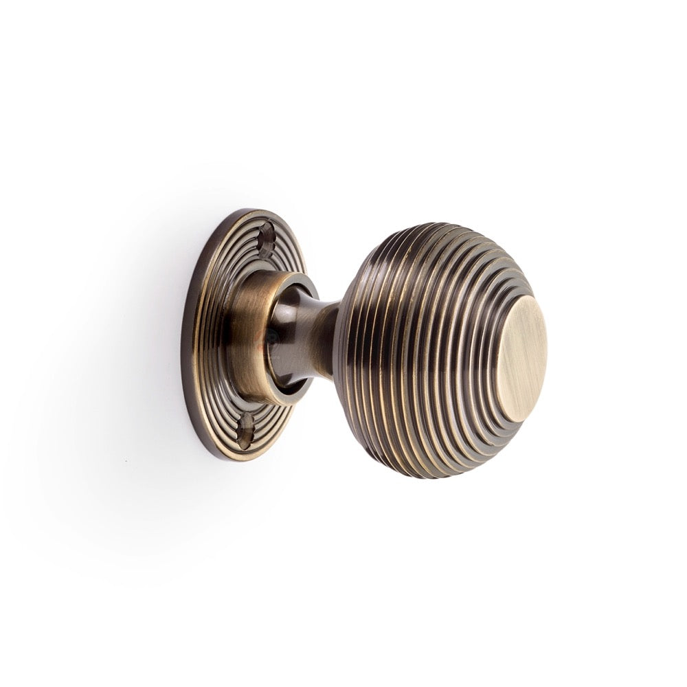 Large Victorian Gothic Rim Lock Heavy Antique Brass Beehive Door Knobs | AB Hardware – ABHardware