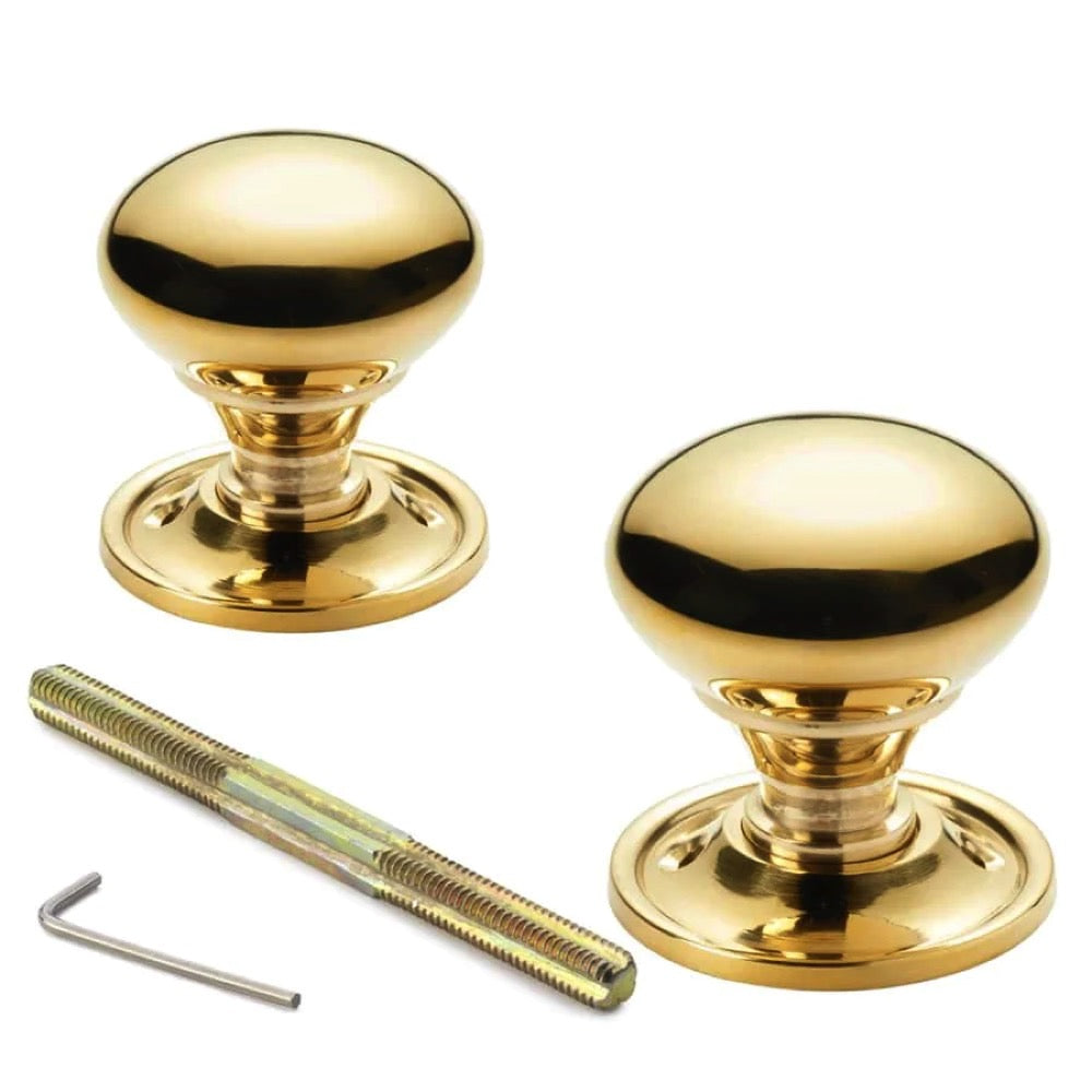 Large Victorian Gothic Rim Lock Polished Brass Cottage Door Knobs | AB Hardware – ABHardware