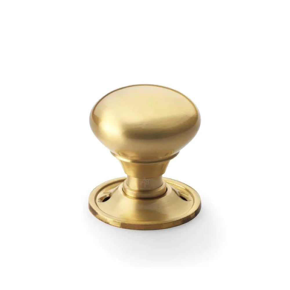 Large Victorian Gothic Rim Lock Satin Brass Cottage Door Knobs | AB Hardware – ABHardware