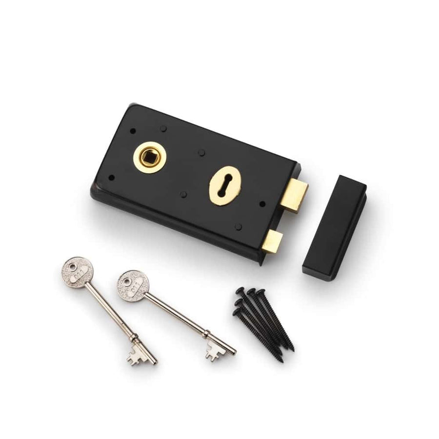 Narrow Rim Lock Black & Brass | AB Hardware – ABHardware