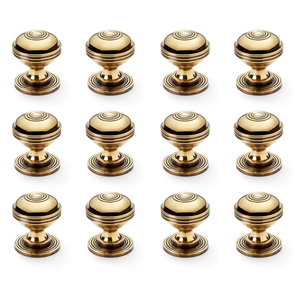 Heavy Solid Brass Bloxwich Cupboard Knobs – Aged Brass, 38mm (12 Pack ...