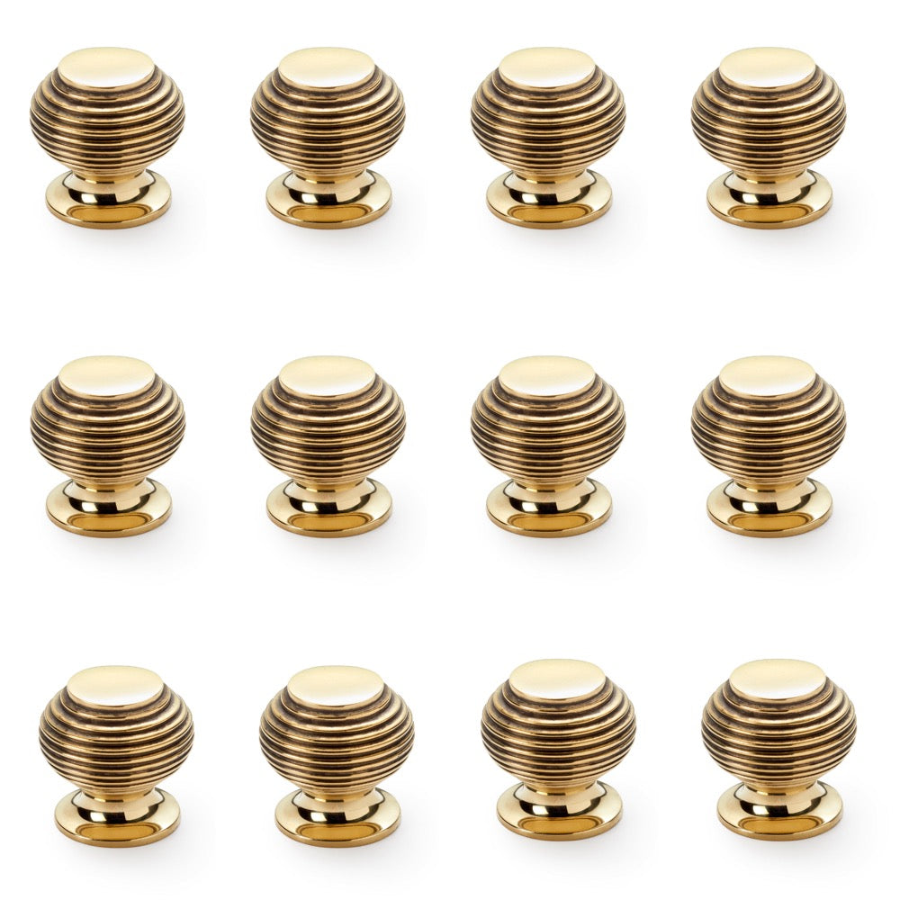 Pack of 12 Small Aged Brass Beehive Cupboard Knobs – Victorian Style ...