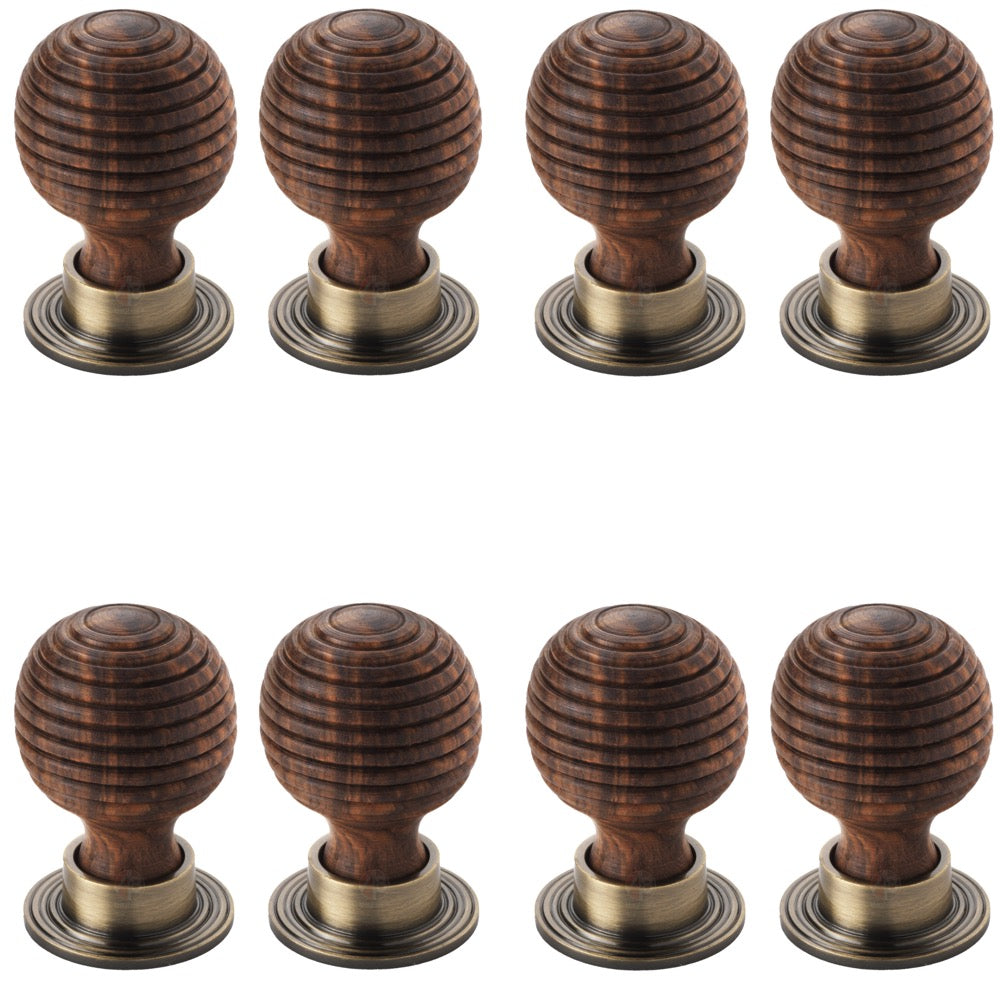 Pack of 8 Large Rosewood Antique Brass Beehive Cupboard Knobs | AB Hardware – ABHardware