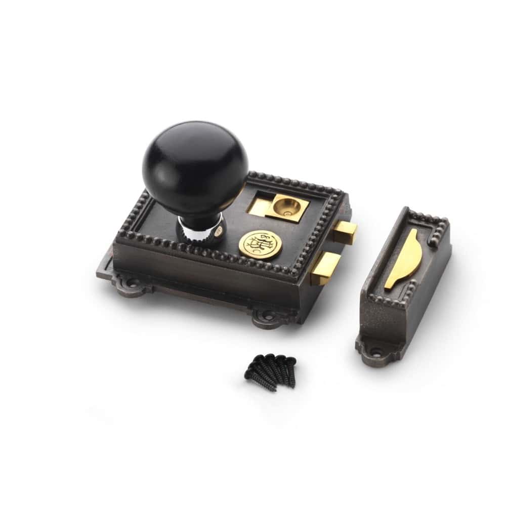 Pewter Cast Iron Regency Rim Lock Ebonised Polished Chrome Bun Door ...