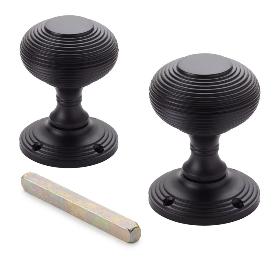 Powder Coated Black Beehive Mortice Door Knobs | AB Hardware – ABHardware