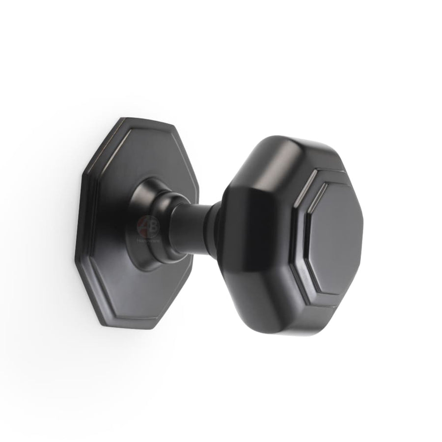 Powder Coated Black Octagonal Centre Door Knob | AB Hardware – ABHardware