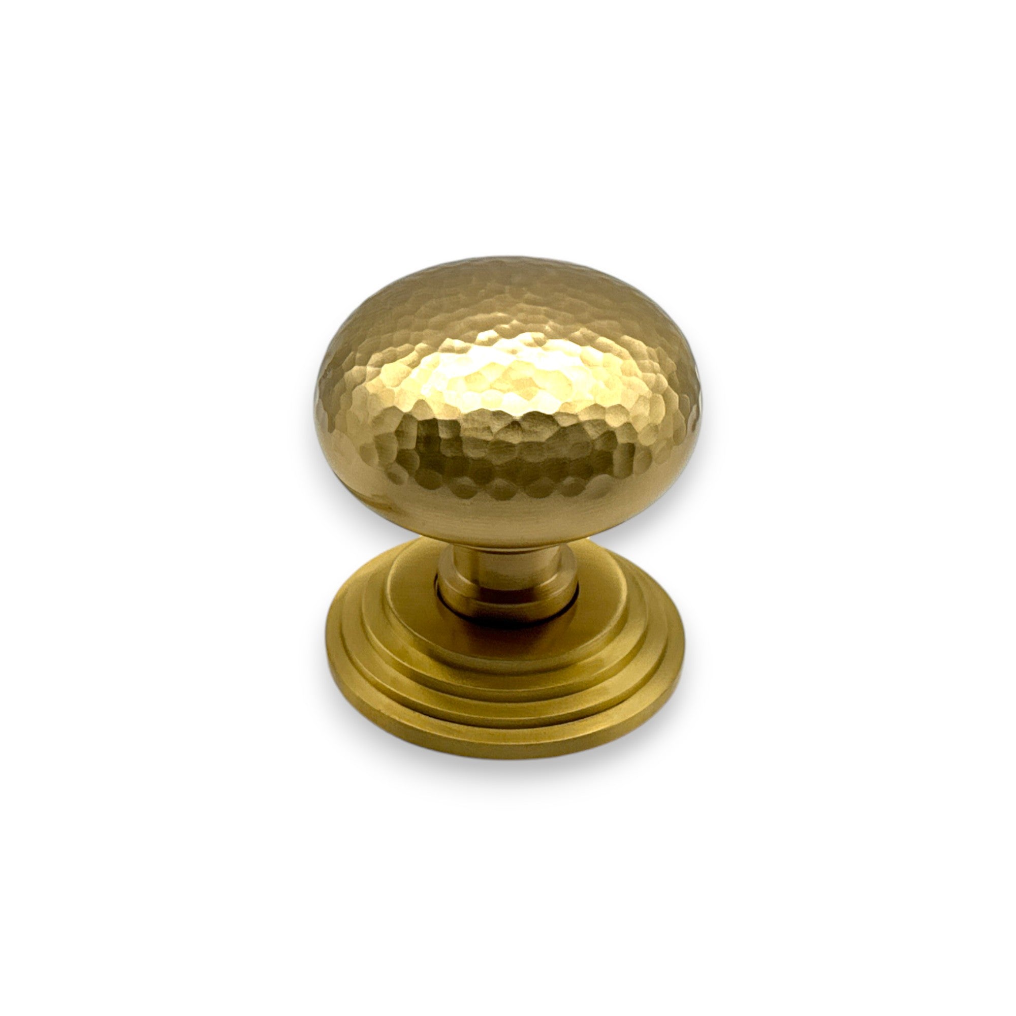 70mm Satin Brass Hammered Centre Door Pull – Stepped Backplate – ABHardware