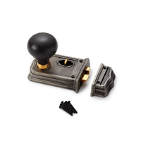 Small Victorian Gothic Rim Lock Ebony Aged Brass Bun Door Knobs | AB Hardware – ABHardware
