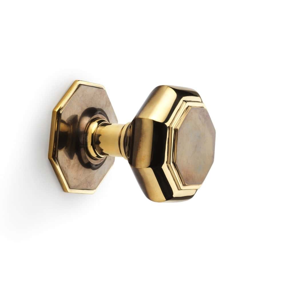 Very Large Aged Brass Octagonal Centre Door Knob | AB Hardware – ABHardware