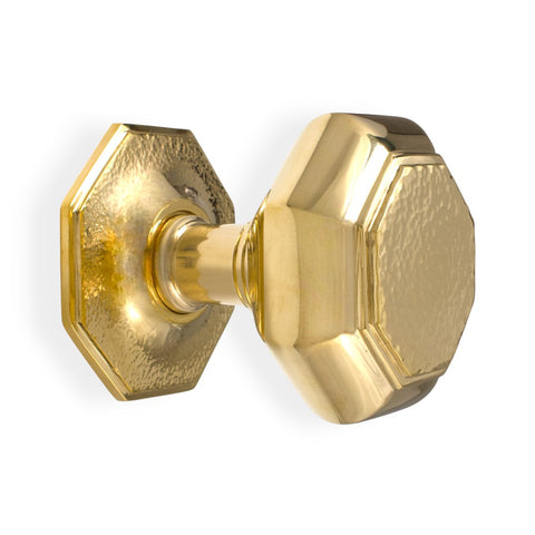 Very-Large Octagonal Hammered Centre Door Knob – Polished Brass | AB Hardware – ABHardware