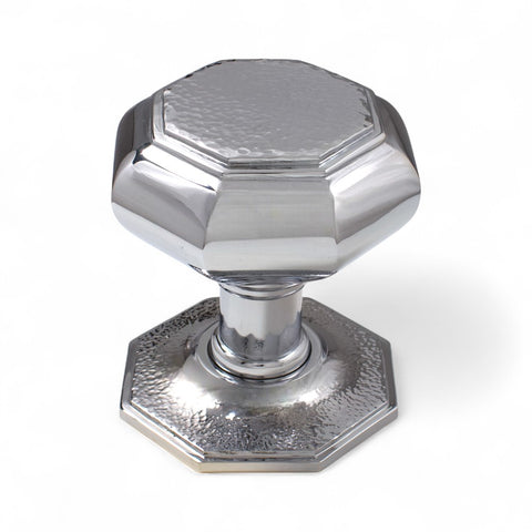 Very-Large Octagonal Hammered Centre Door Knob – Polished Chrome | AB Hardware – ABHardware