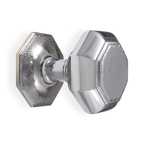 Very-Large Octagonal Hammered Centre Door Knob – Polished Chrome | AB Hardware – ABHardware