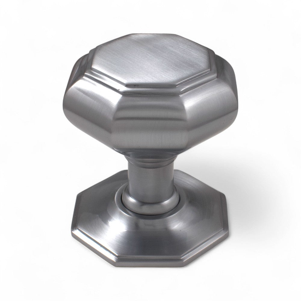 Very Large Satin Chrome Octagonal Centre Door Knob | AB Hardware ...
