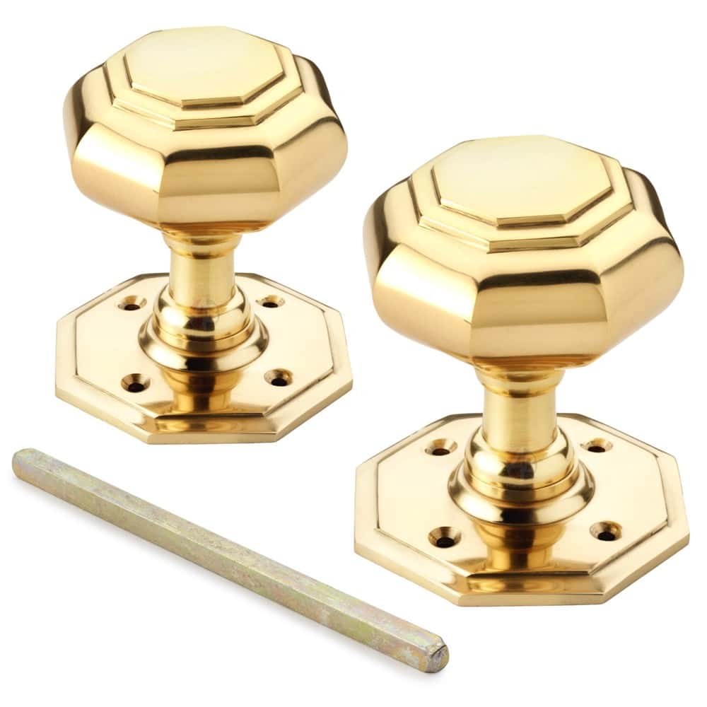 Large Polished Brass Octagonal Door Knobs – Elegant & Durable – ABHardware