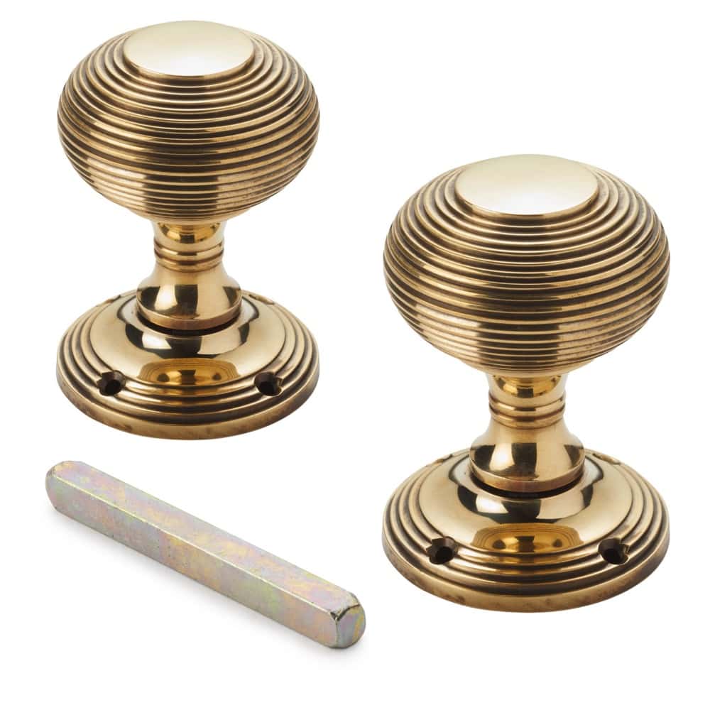 Aged Brass Beehive Mortice Door Knobs | AB Hardware – ABHardware