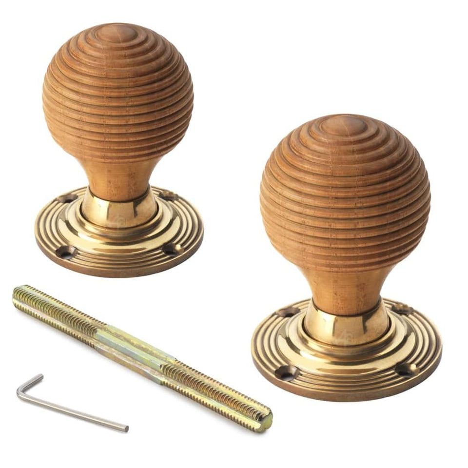 Teak & Aged Brass Beehive Door Knob | AB Hardwares – ABHardware