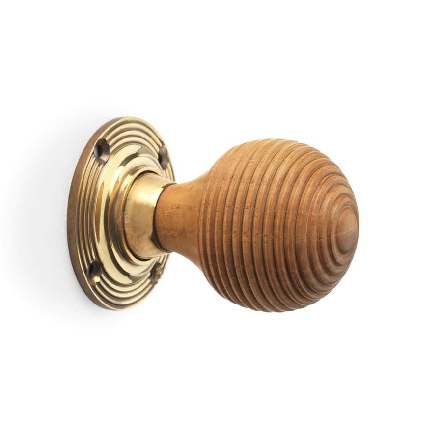 Teak & Aged Brass Beehive Door Knob | AB Hardwares – ABHardware