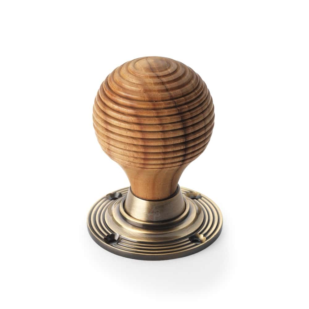 Teak & Antique Brass Beehive Door Knob | AB Hardwares – ABHardware