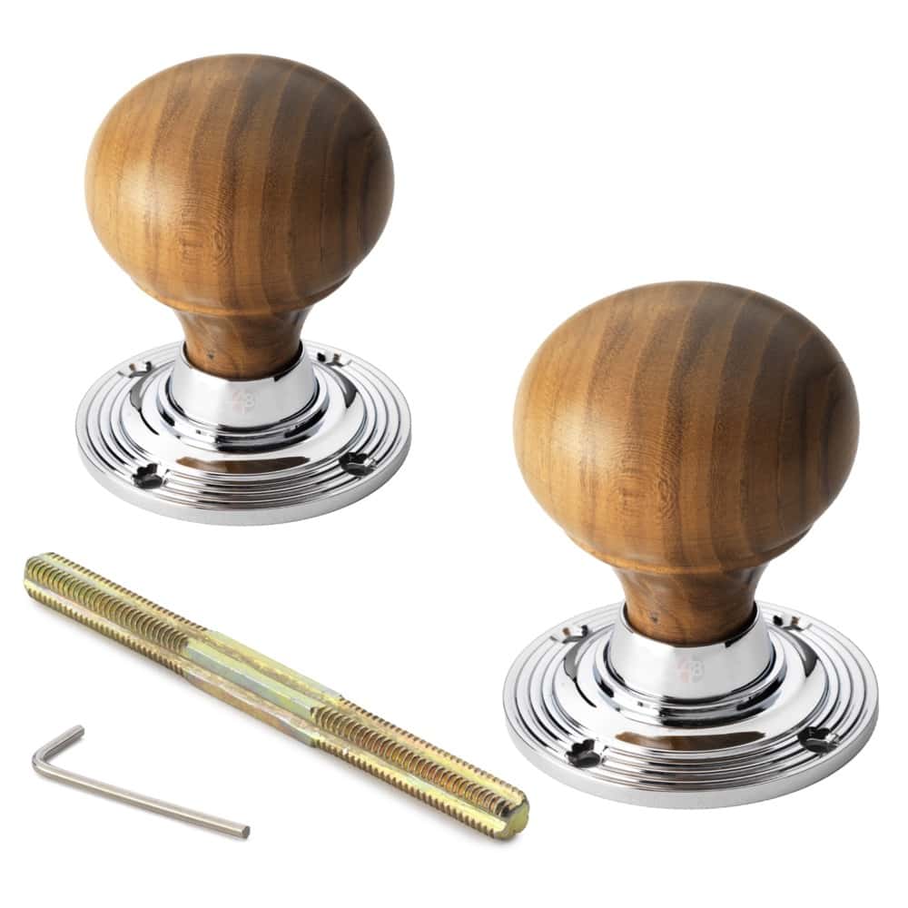 Teak & Polished Chrome Bun Door Knob | AB Hardwares – ABHardware