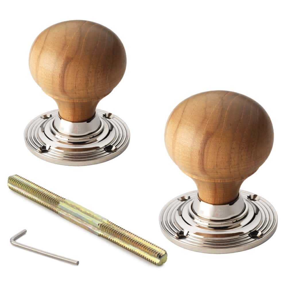 Teak & Polished Nickel Bun Door Knob | AB Hardwares – ABHardware